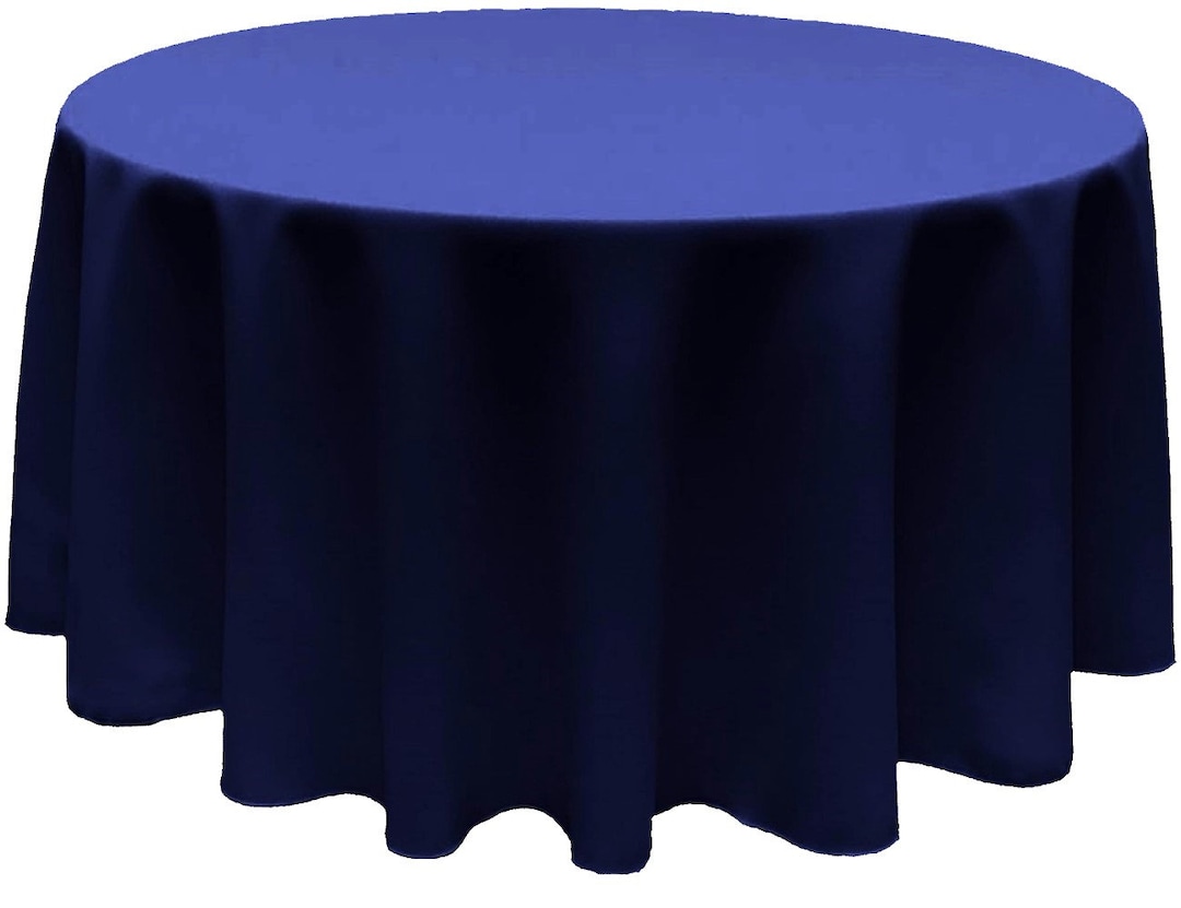 Navy Blue Round Polyester Poplin Seamless Tablecloth, Party Decoration ...