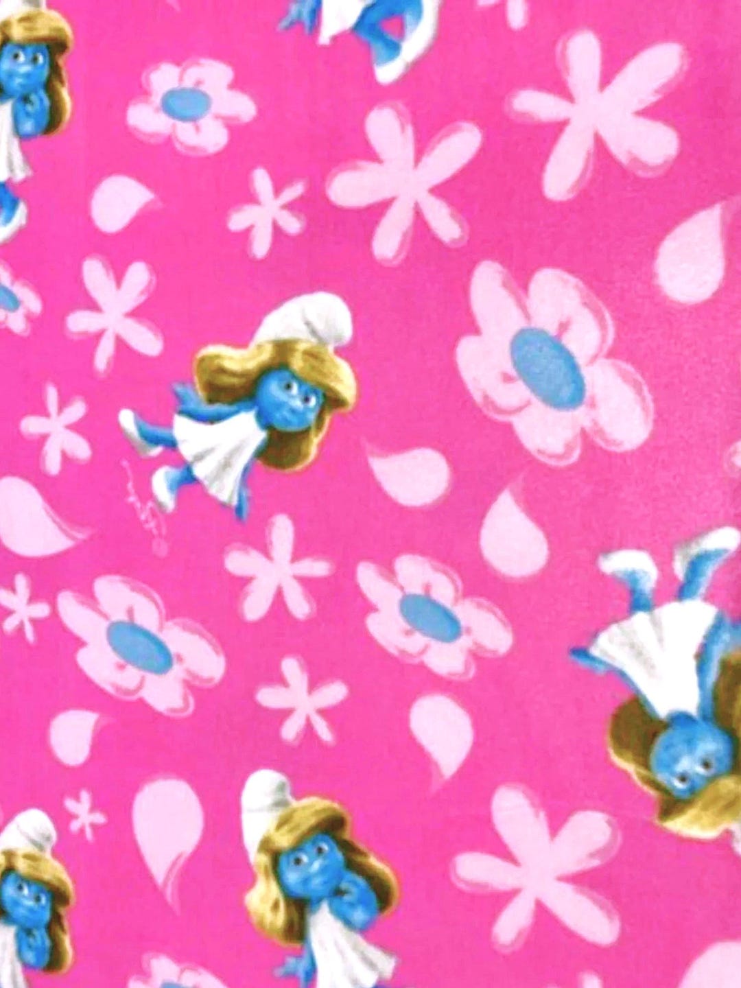 Smurfs Print Pink 60” Wide Polar Fleece Blanket Fabric by the Yard - Etsy
