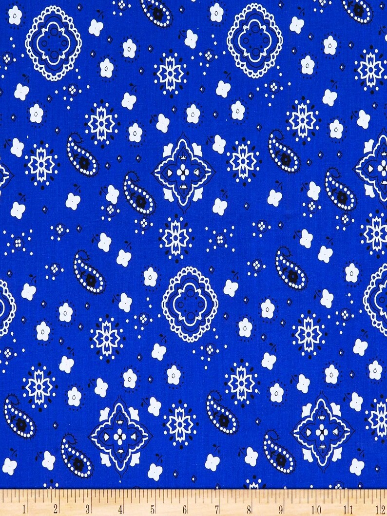 Royal Blue, 60" Wide Bandanna Paisley Print Poly Cotton Fabric - Etsy