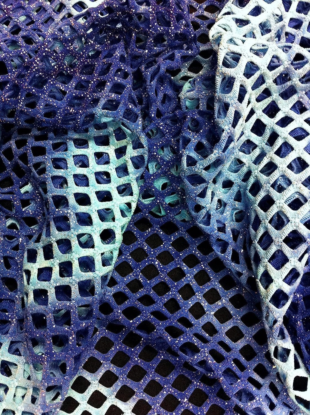 Navy Blue & Baby Blue 58 Wide Diamond Mesh Big Hole 1/2 Multi-color Tie ...