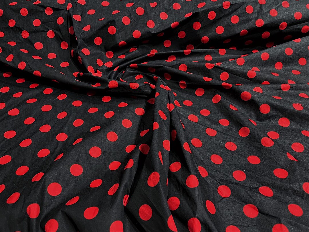 Red Dot on Black, 60" Wide Polka Dot Premium Poly Cotton Fabric - Etsy