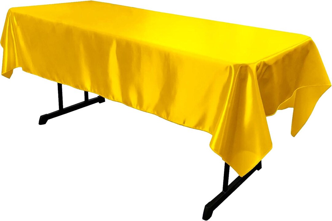 Yellow Rectangular Medium Satin Seamless Tablecloth - Party Decoration ...