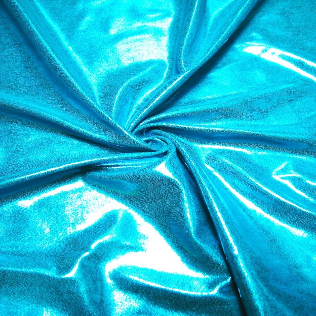 Turquoise, 58/60" Shiny Finger Foil 4-way Stretch Heavy Nylon Spandex Polyester Fabric by the ...