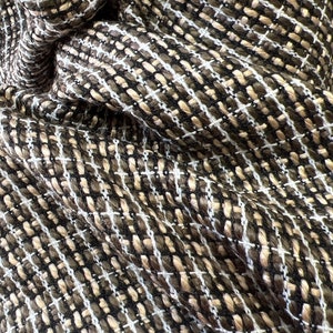 Olive & White 58” Wide Chenille Tweed Boucle Suiting Fabric by the Yard ...
