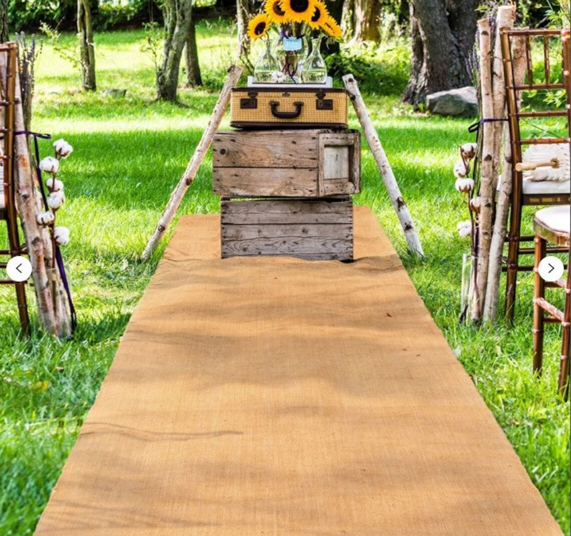 40" Wide Natural Burlap Rustic Wedding Isle Runner, Wedding Decoration ...