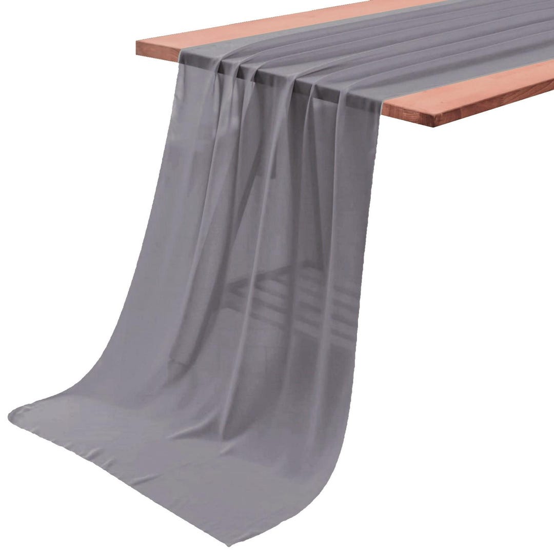 Silver, Luxury Extra Long See Through Dull Chiffon Table Runner ...