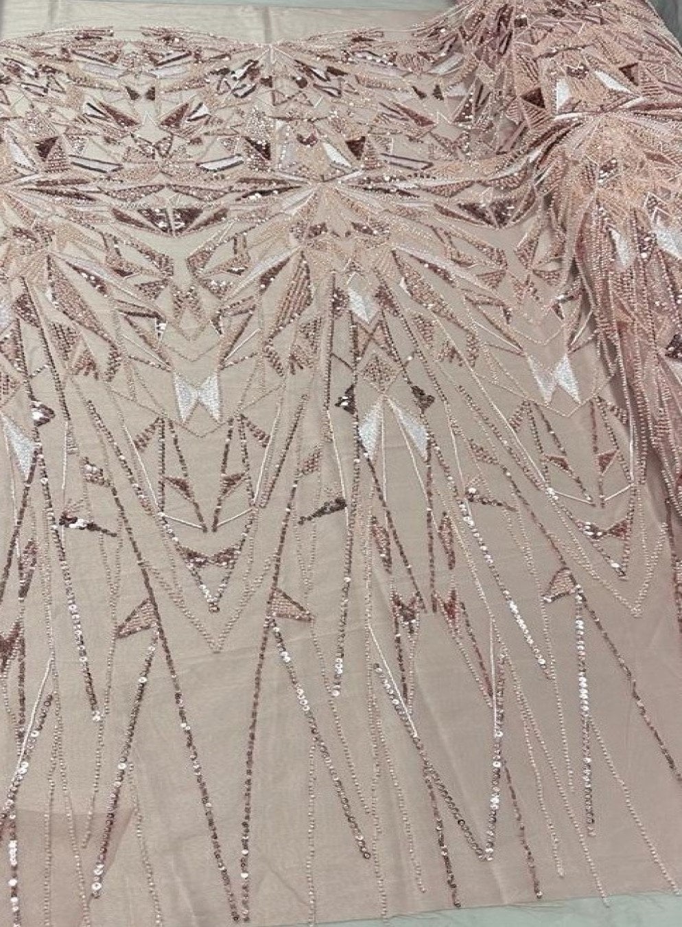 Blush Pink 54 Wide Beaded Net Lace and Sequins on French - Etsy