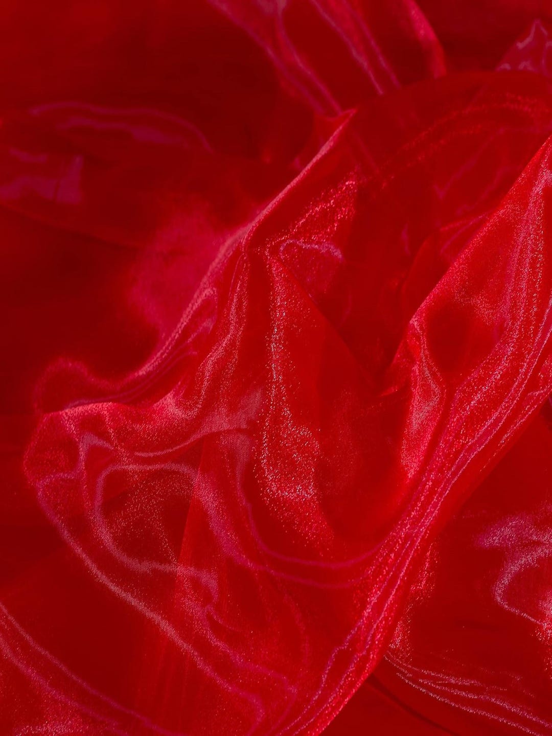 Red 60" Wide Polyester Light Weight, See Through, Sheer Mirror Organza ...