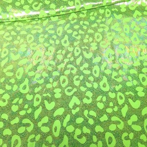 Lime Green 60" Wide Cheetah Pattern Shiny Rainbow Pebble Foil on Bright ...