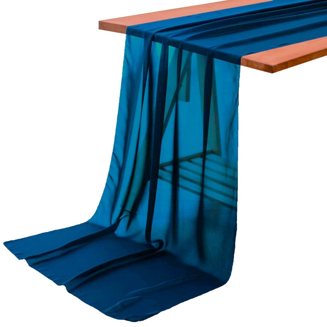 Peacock, Luxury Extra Long See Through Dull Chiffon Table Runner ...