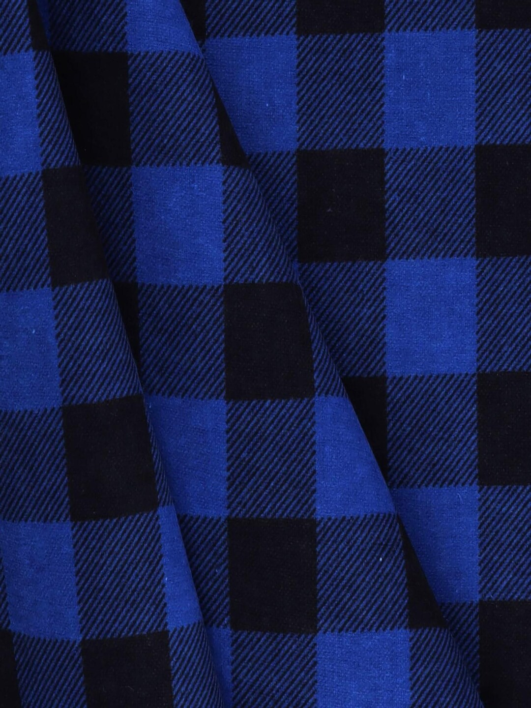 Black & Royal Blue 60" Wide 100% Cotton Buffalo Plaid Flannel Fabric by ...
