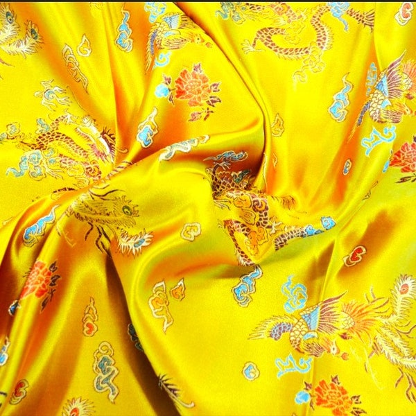 Yellow Chinese Brocade Fabric - Etsy