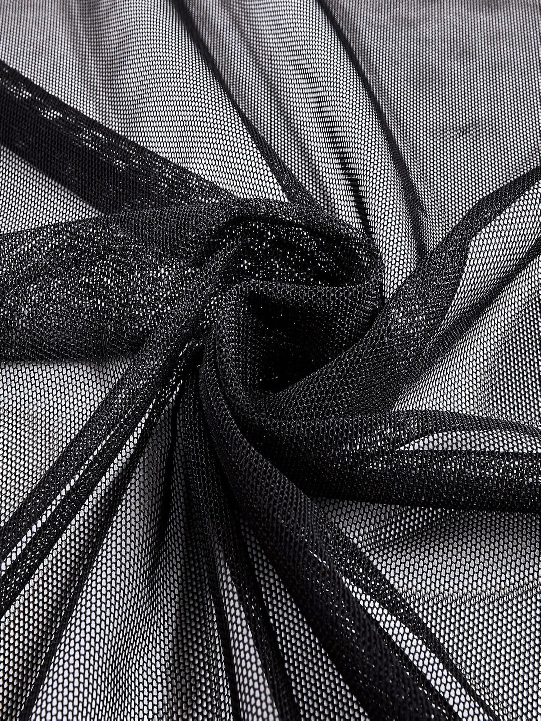 Black 60" Wide Small Micro Hole See Through Stretch Nylon Spandex Mesh ...