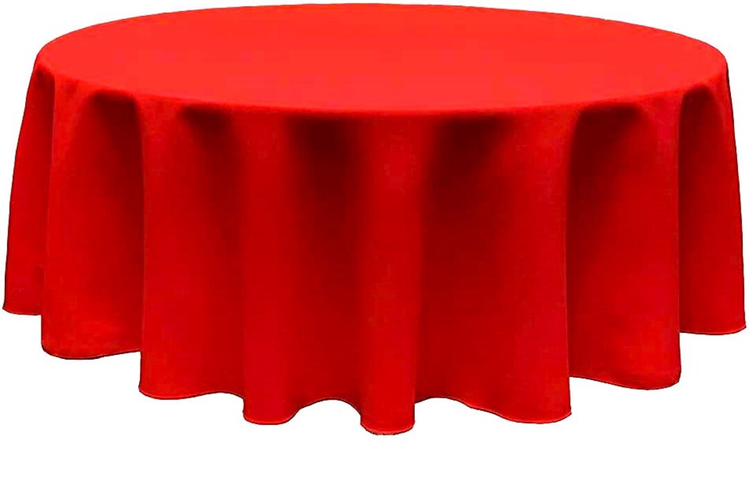 Red Round Polyester Poplin Seamless Tablecloth Party - Etsy