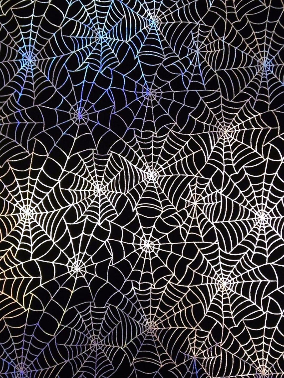 58/60" Wide Spiderweb Pattern Shiny Silver Iridescent Foil on Stretch ...