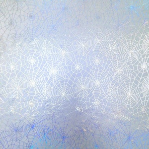 58/60 Wide Spiderweb Pattern Shiny Silver Iridescent Foil on Stretch ...