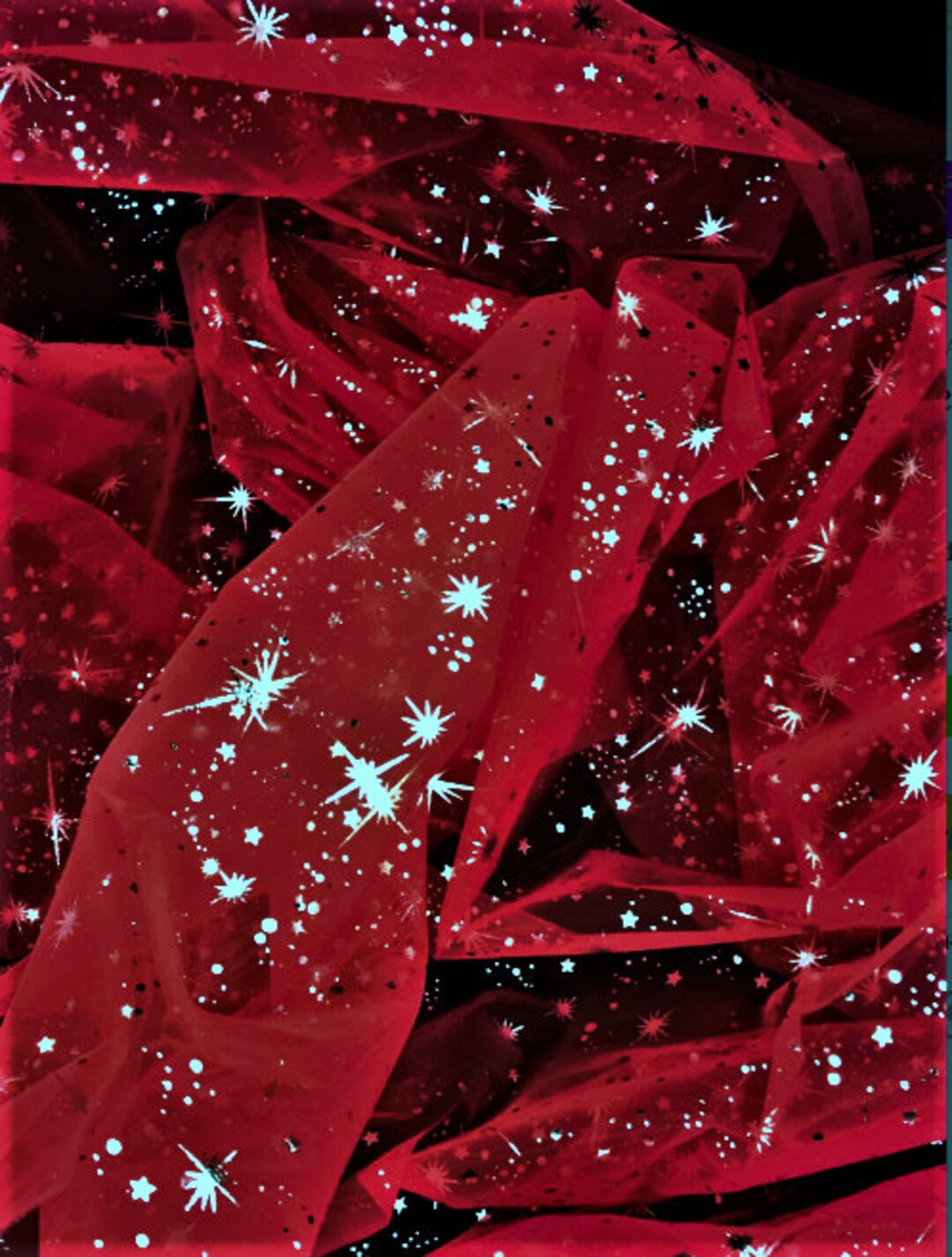 58 Wide See Through/sheer Organza With Silver Metallic Foil Starburst ...