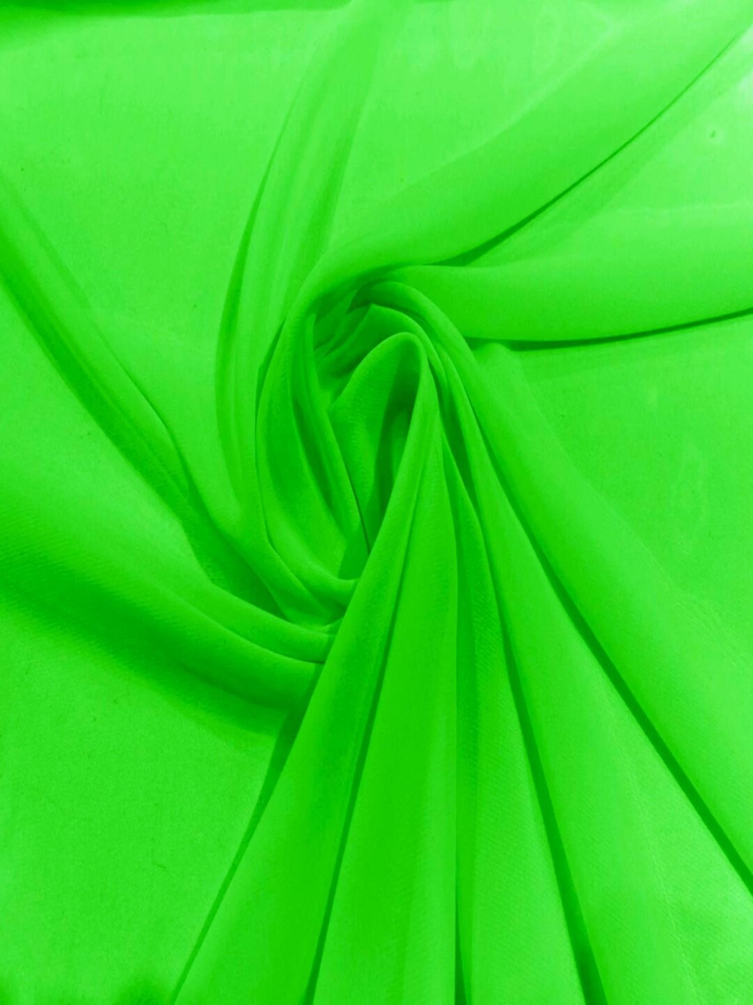 Neon Green 60" Wide Silky Chiffon Fabric | Imitation Silk Chiffon ...