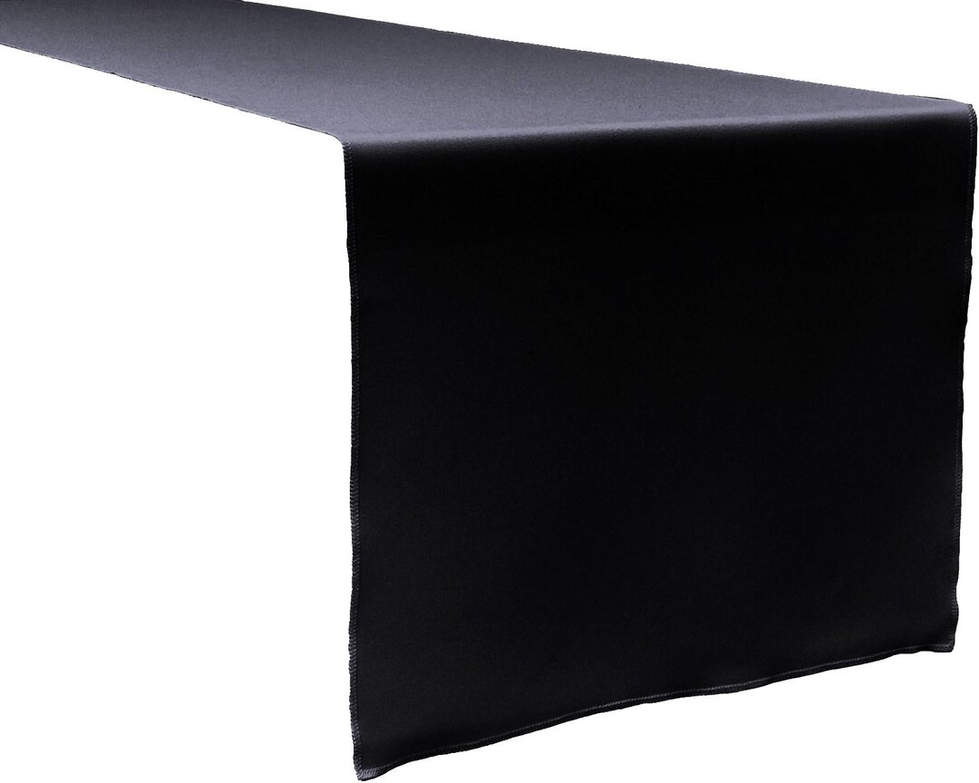 Black 12" Wide Solid Polyester Poplin Table Runner by the Length of Your Choice, Pick Quantity ...