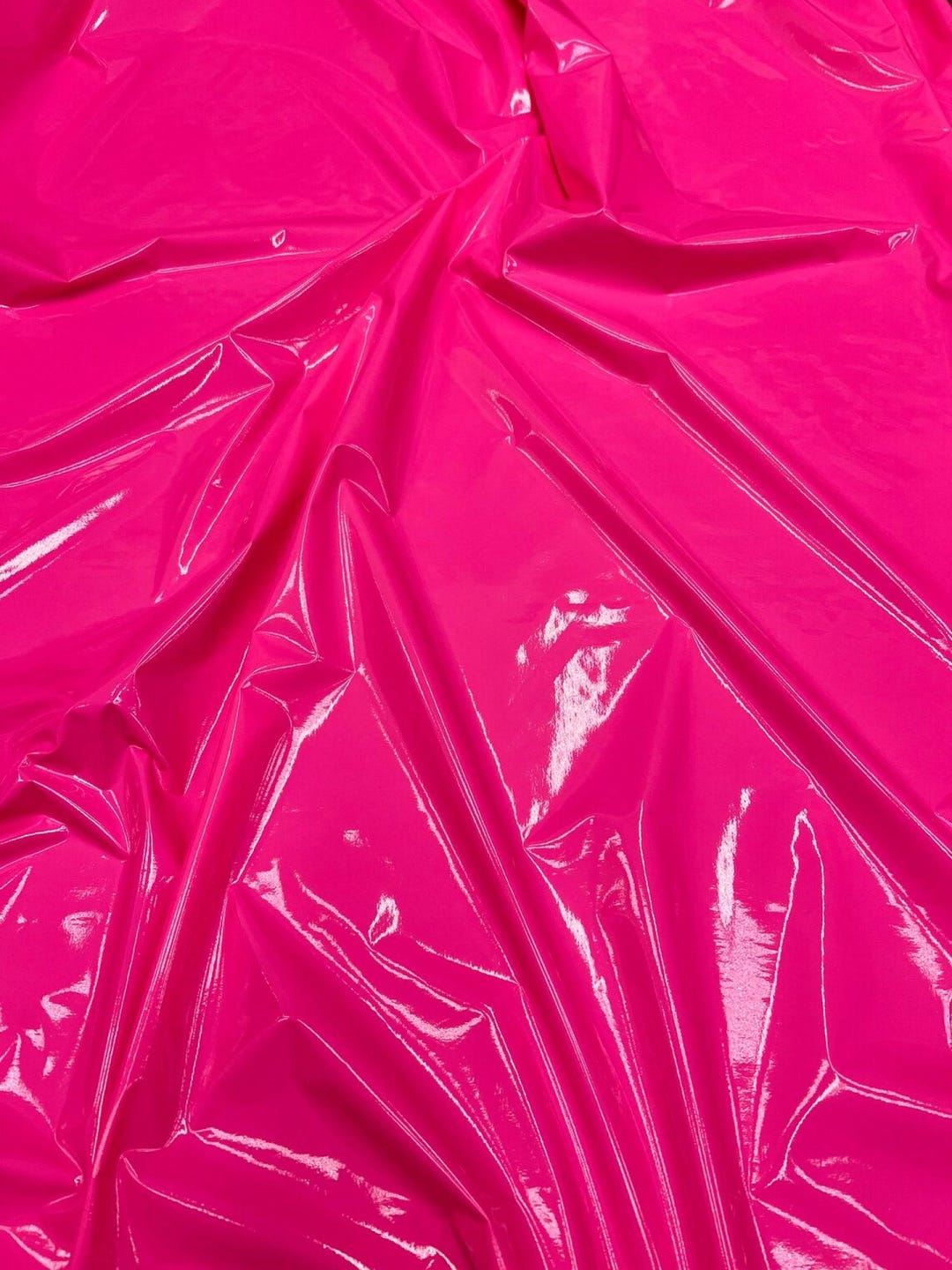 Shiny Neon Pink Stretch Vinyl Latex Fabric by the Yard, 54 Wide, DIY ...