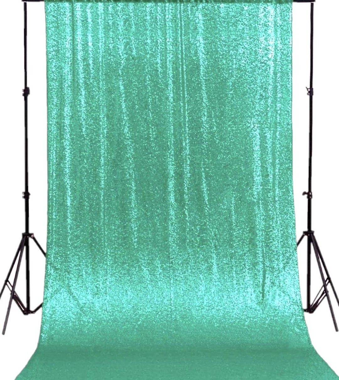 Aqua, 4' Feet Wide X 9 ' Feet High, Mini Glitz Sequins Backdrop Drape ...