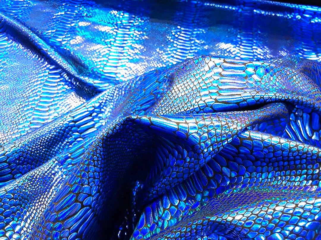 Royal Blue Iridescent, 58/60" Wide Iridescent Faux Snake Skin Print on ...