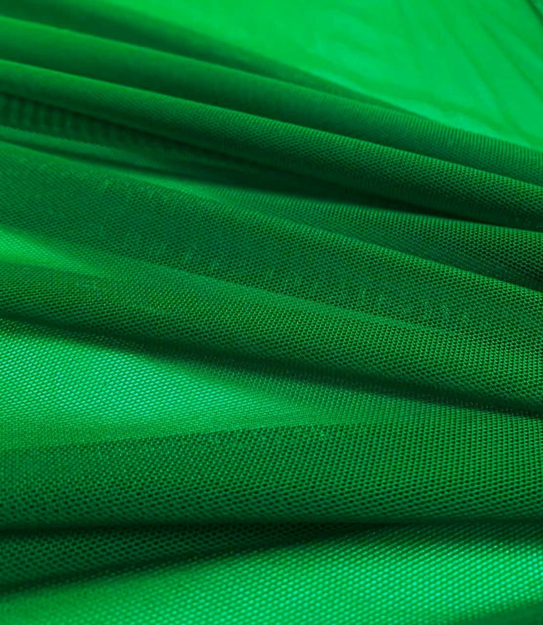 Emerald Green 60" Wide Small Micro Hole See Through Stretch Nylon ...