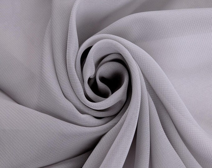 Silver 60" Wide Silky Chiffon Fabric | Imitation Silk Chiffon | Super ...