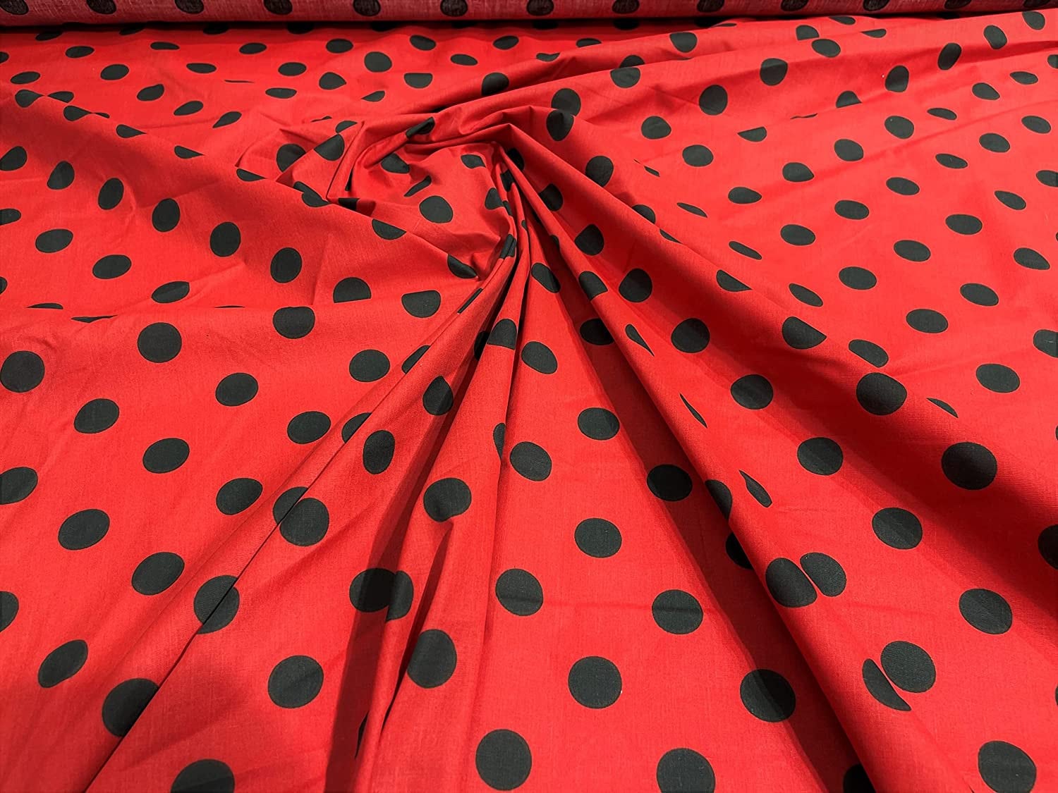 Black Dot on Red, 60" Wide Polka Dot Premium Poly Cotton Fabric - Etsy