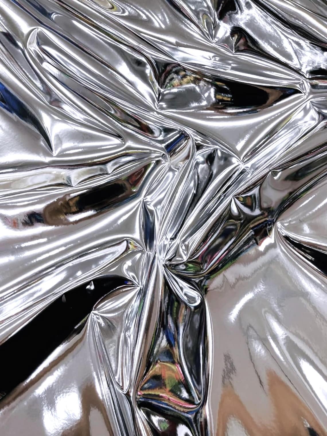 Silver 54" Wide Upholstery Chrome Mirror Reflective Vinyl Fabric by the ...