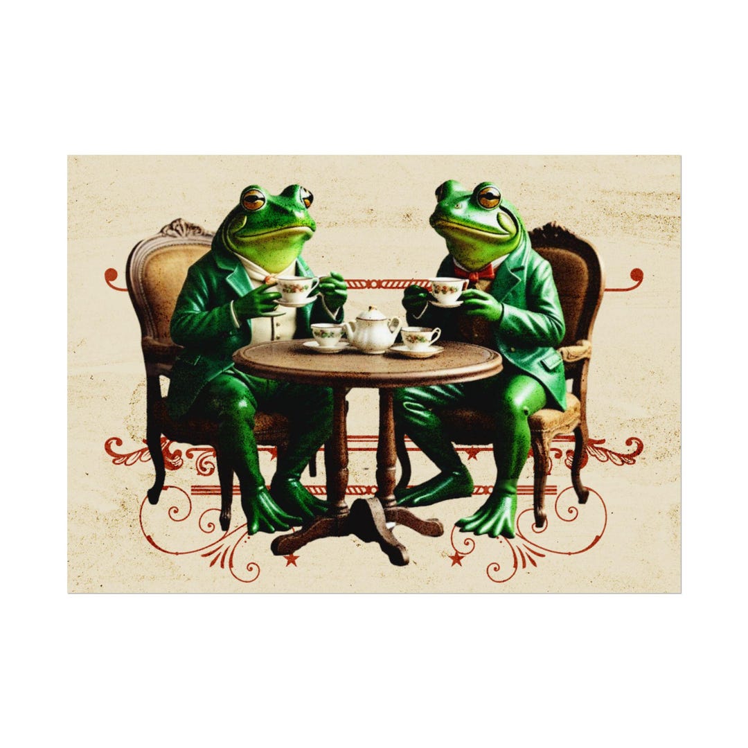 Vintage Frog Sipping Tea Rolled Posters (frame No Included), Animal ...