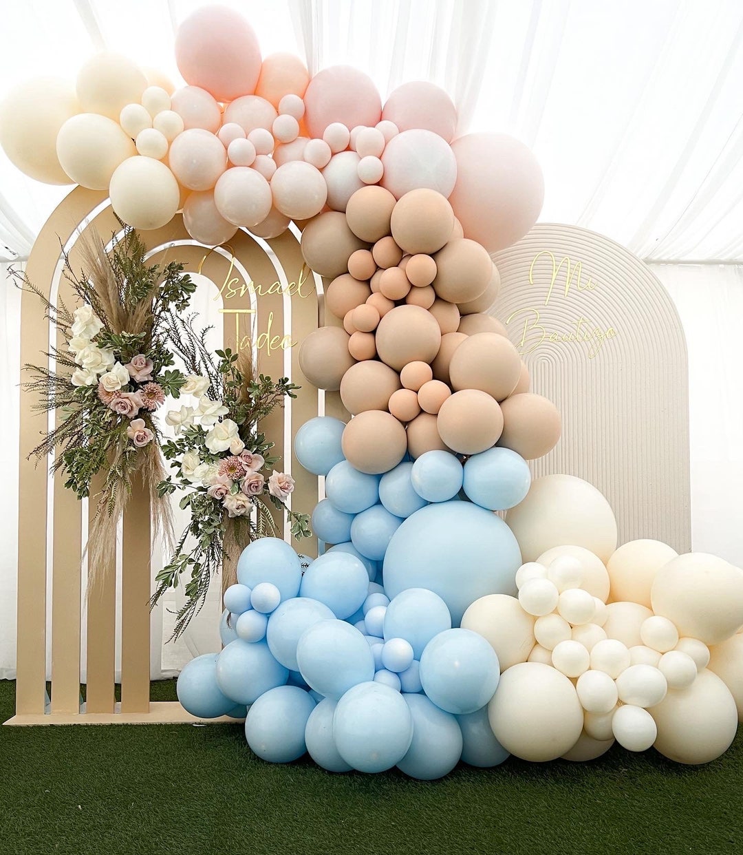 Boho Chic Balloon Garland Kit, Baptism Balloon Garland Kit, Neutral ...