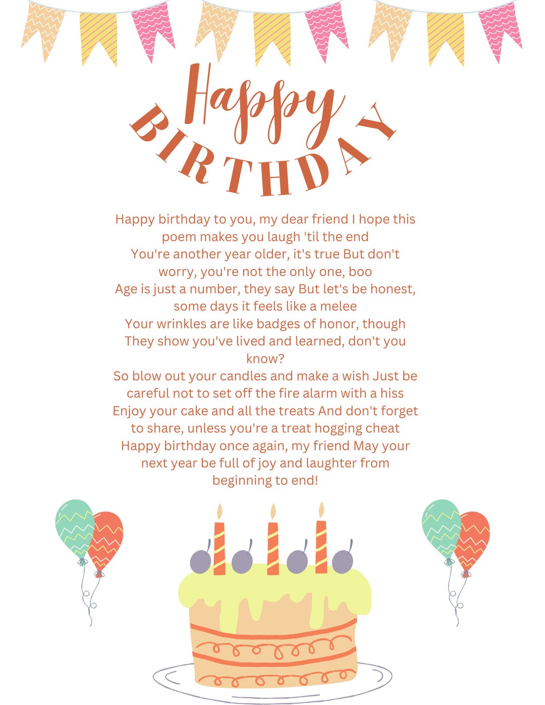 Funny Birthday Poem - Etsy