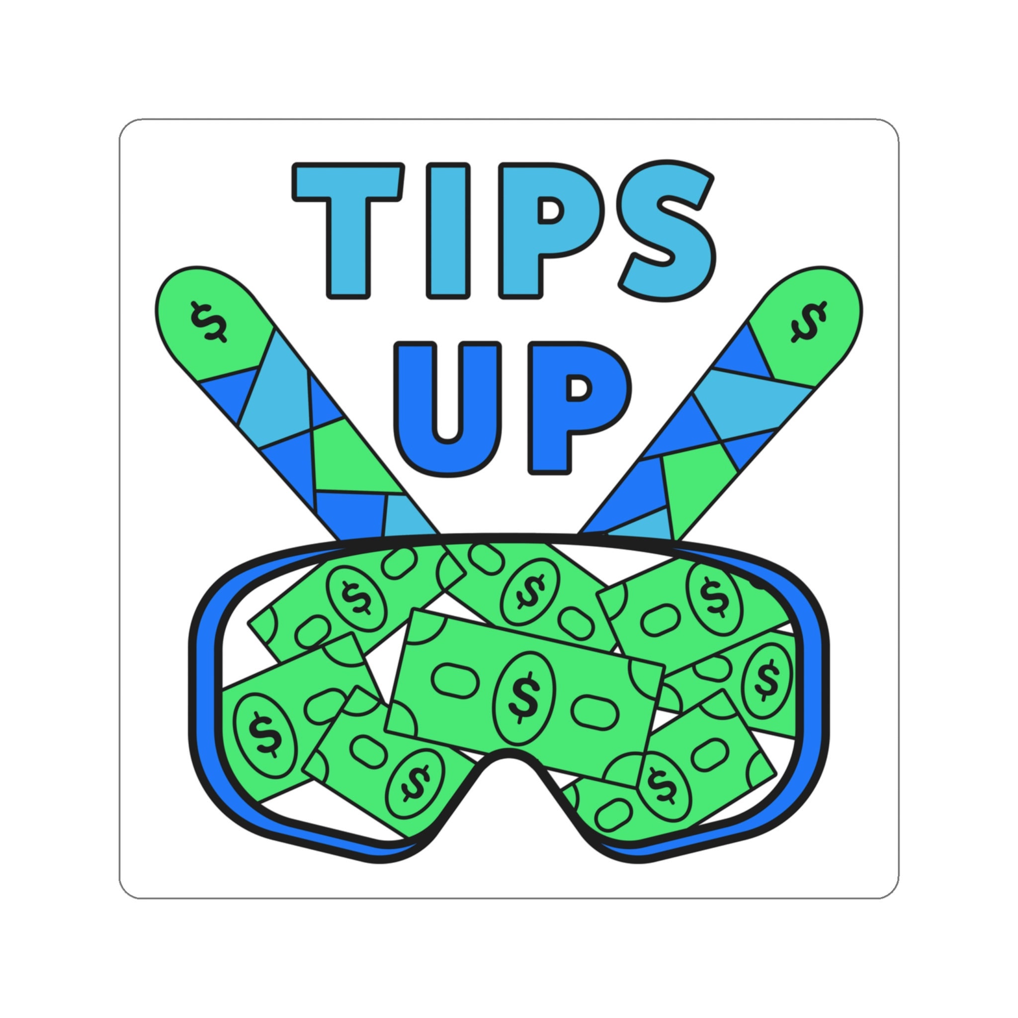 Tips Up Funny Tip Jar Stickers Funny Tipping Gift for Skiers and ...