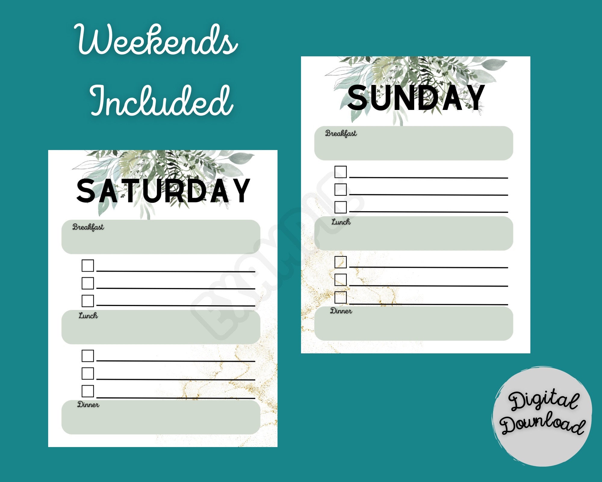 To-do List and Planner. Daily and Weekly Checkbox Lists. Minimalist ...