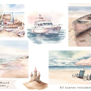 Beach Collection Clipart Set Summer Digital Watercolor Clip Art PNG ...