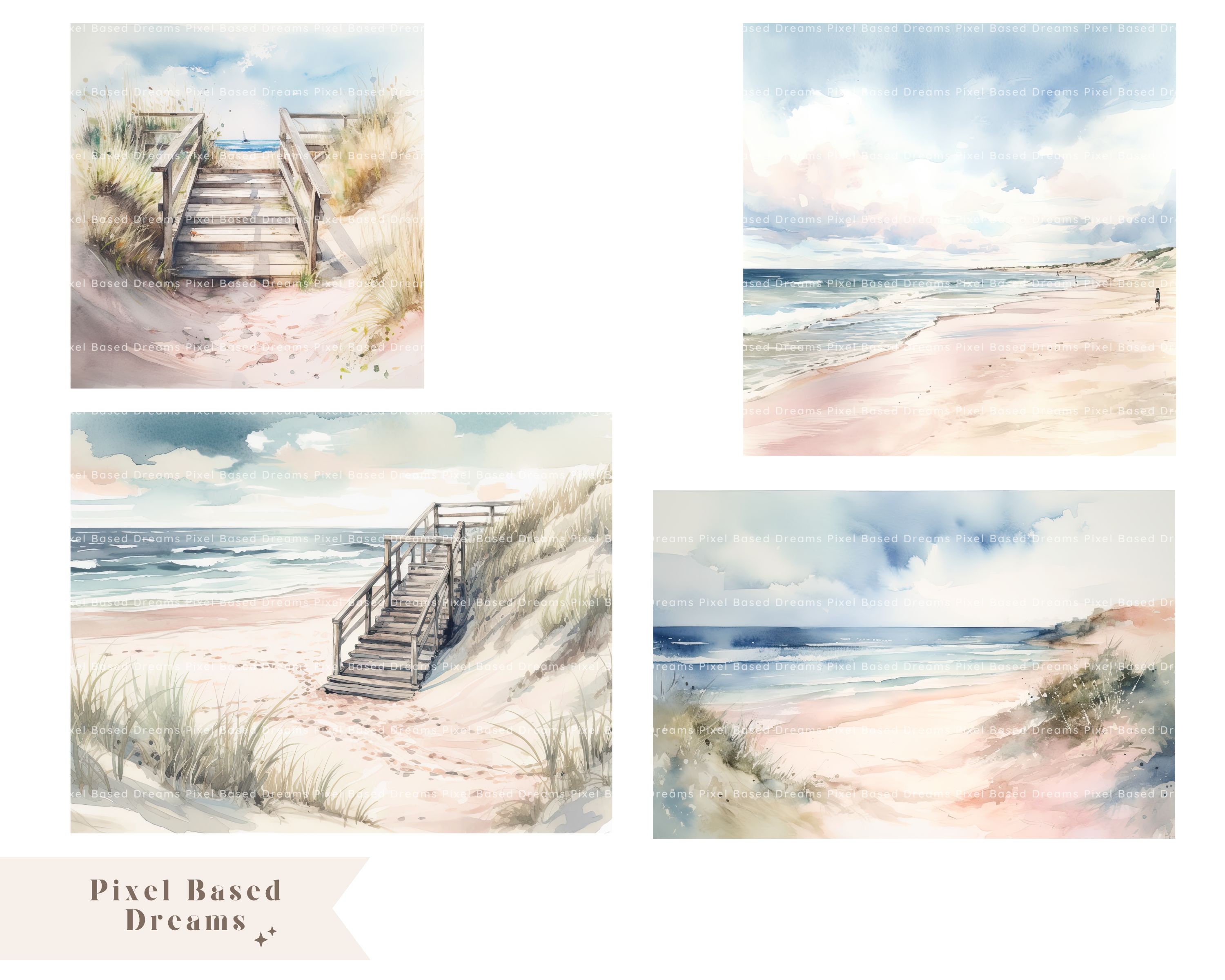 Beach Collection Clipart Set Summer Digital Watercolor Clip - Etsy