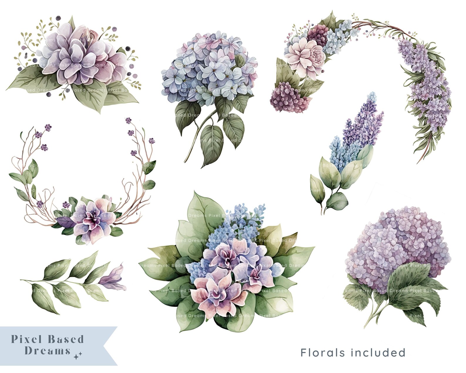 Spring Cottage Clipart Set Digital Watercolor Clip Art PNG Graphics ...