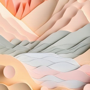 Peach Mountain Landscape, Modern Abstract Nursery Decor, Neutral Color ...