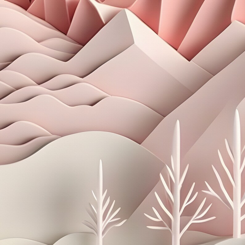 Pink Snowcap Mountains, Winter Wonderland Nursery Decor, Light Nordic ...