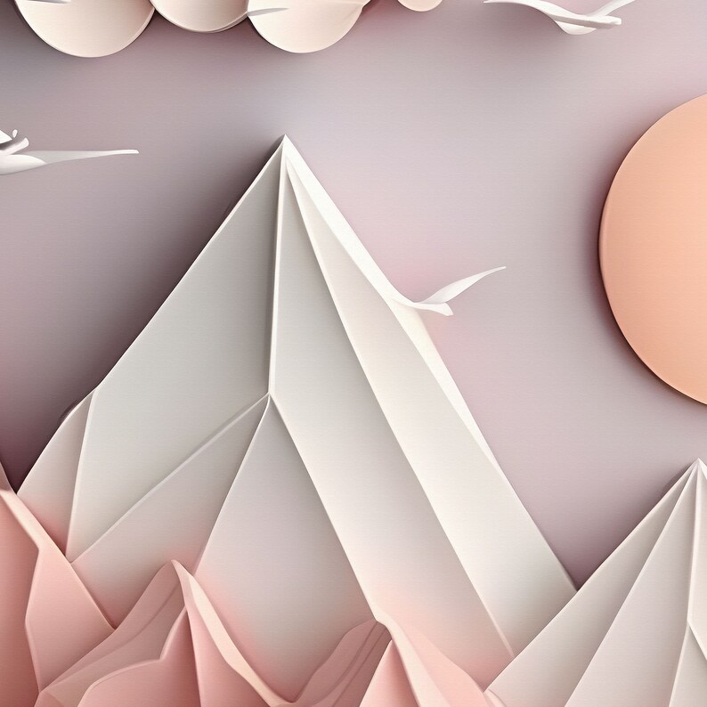 Pink Snowcap Mountains, Winter Wonderland Nursery Decor, Light Nordic ...