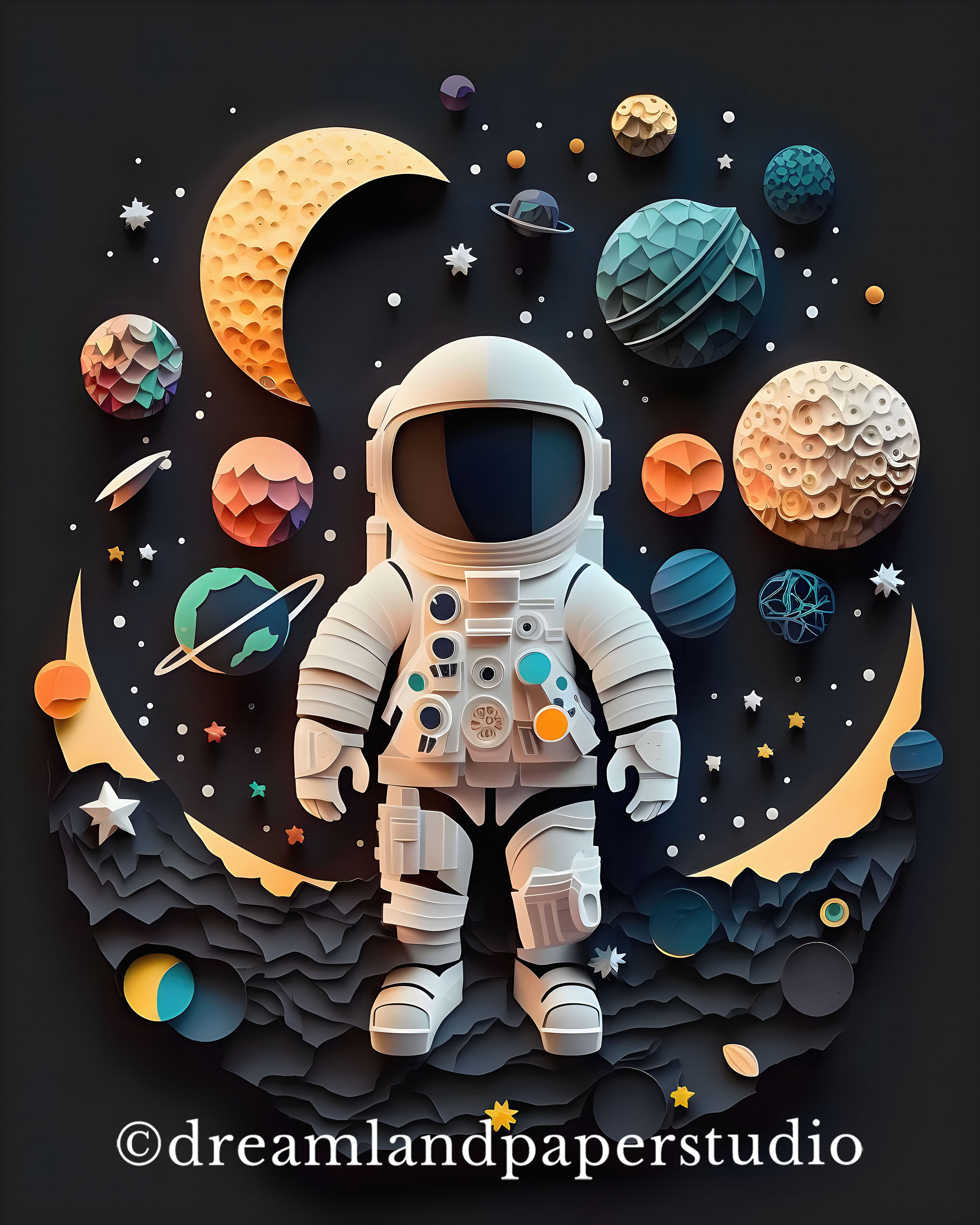 Astronaut Art, Little Boys Room Decor Ideas, Outer Space, Planets, Dark ...