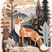 Red Fox Abstract, Mountain Landscape, Woodland Nursery Decor, Neutral ...