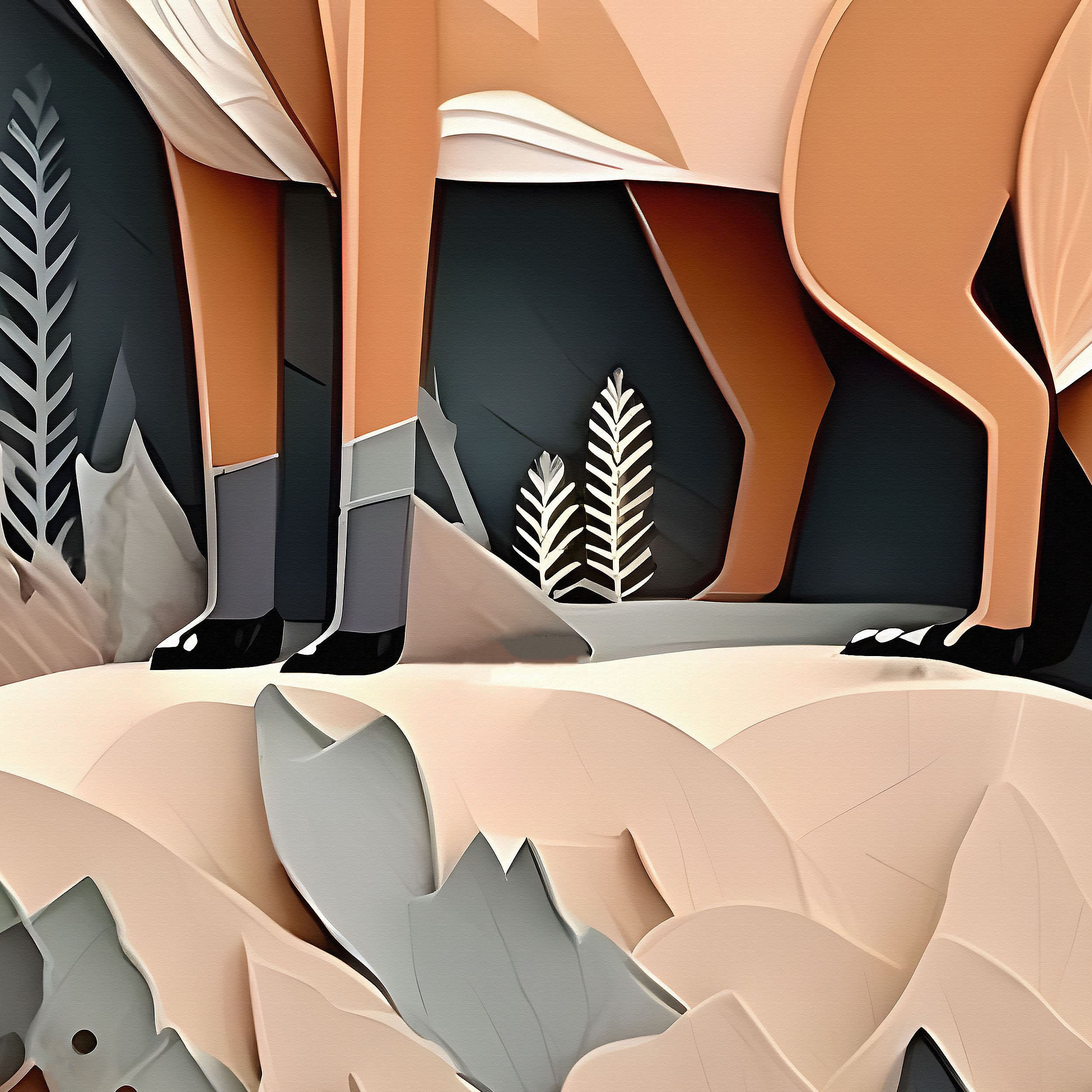 Red Fox Abstract, Mountain Landscape, Woodland Nursery Decor, Neutral ...