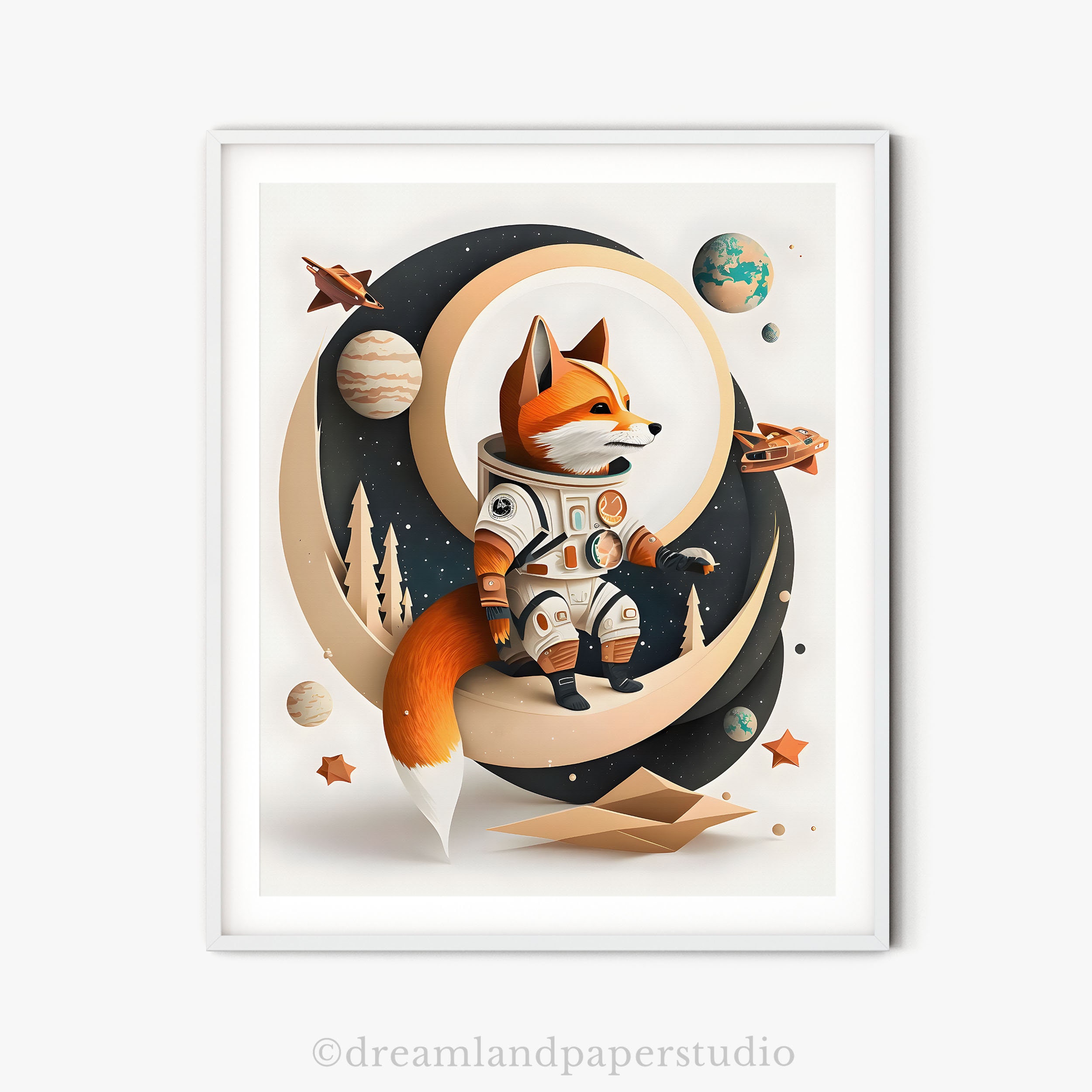 Cute Abstract Astronaut Fox Galaxy Space Travel Nursery - Etsy