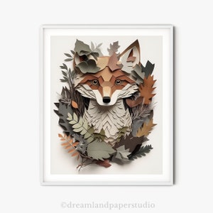 Woodland Fox Portrait, Animal Nursery Decor, Neutral Color Wall Art ...
