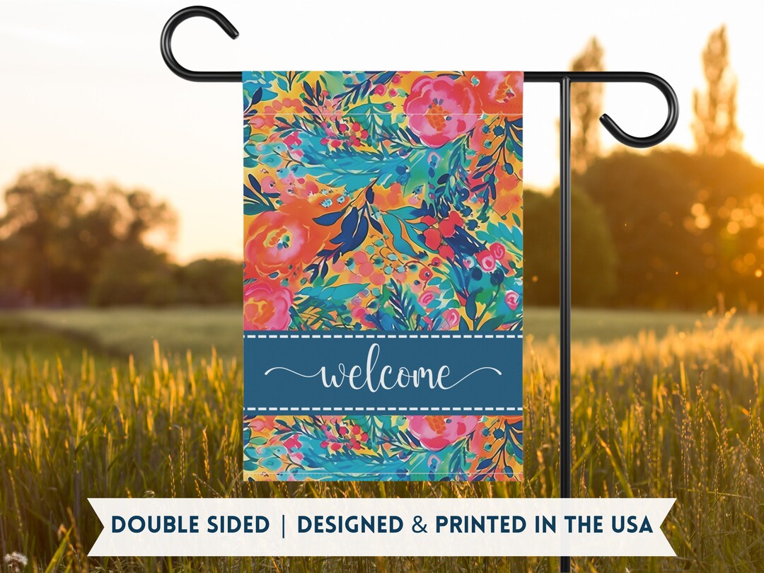 Floral Welcome Garden and House Flag Spring & Summer Garden Decor Boho ...