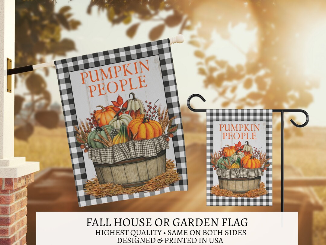 Pumpkin People Fall Welcome Garden and House Flag Modern Farmhouse ...