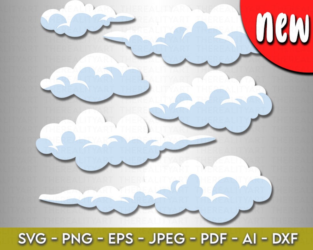 Cloud Svg Png Dxf Jpg Pdf. Clouds Bundle Cloud Clipart - Etsy