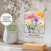 Personalized Birth Flower Bouquet, Birth Month Flower on Acrylic Plaque ...